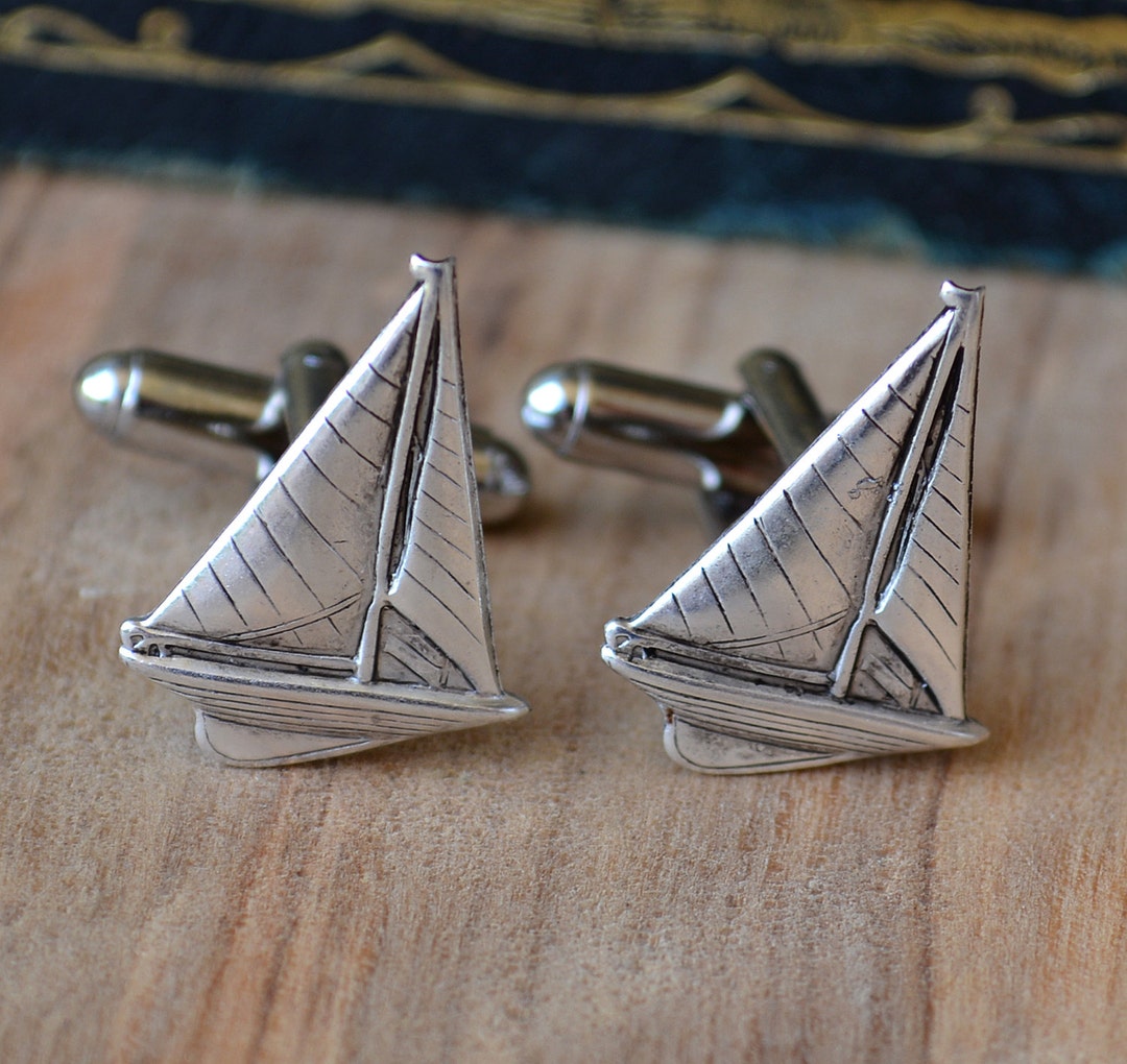 Nautical Cufflinks, Sailboat Cufflinks, Silver Sailing Cufflinks ...