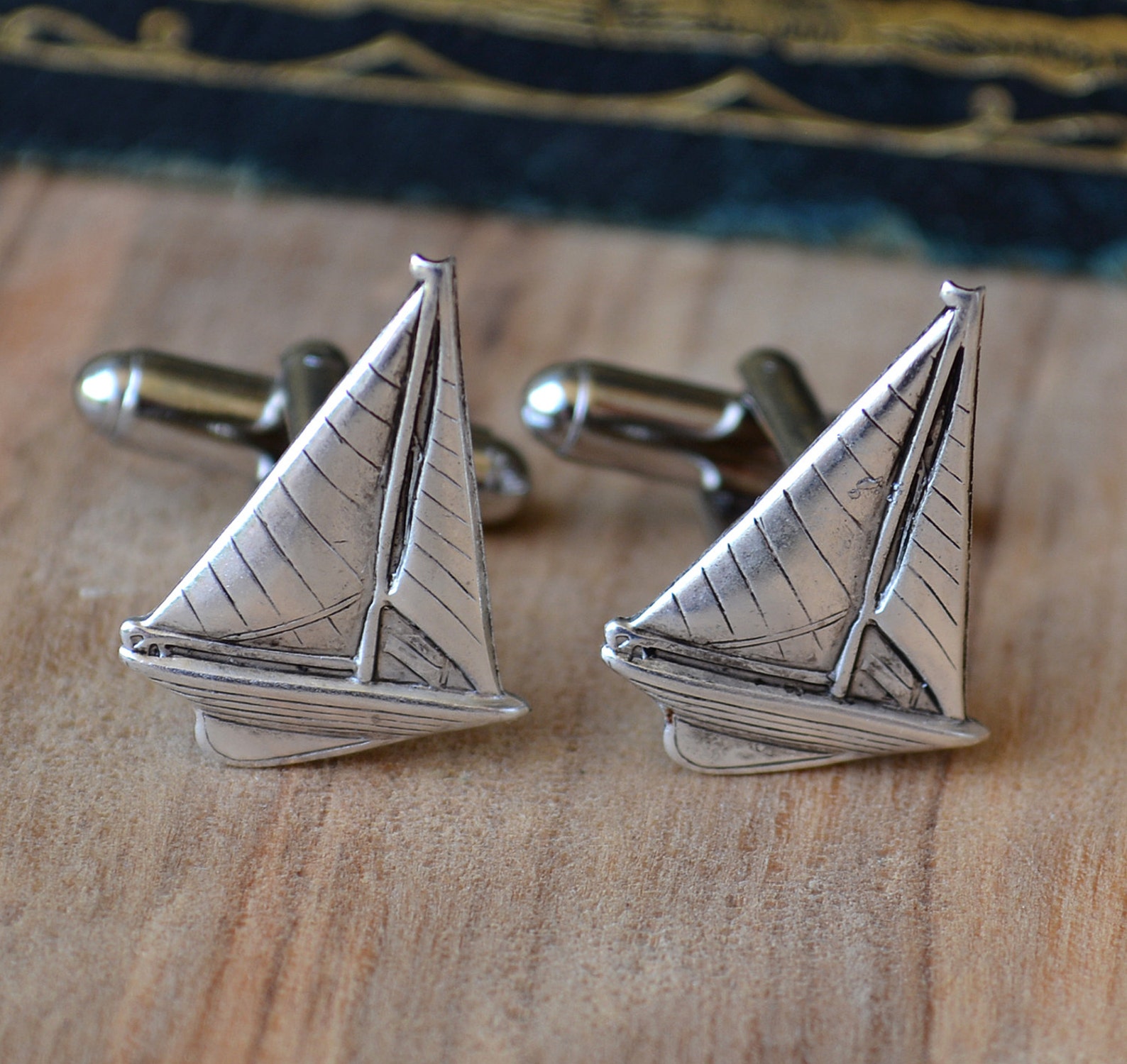 Nautical Cufflinks Sailboat Cufflinks Silver Sailing | Etsy