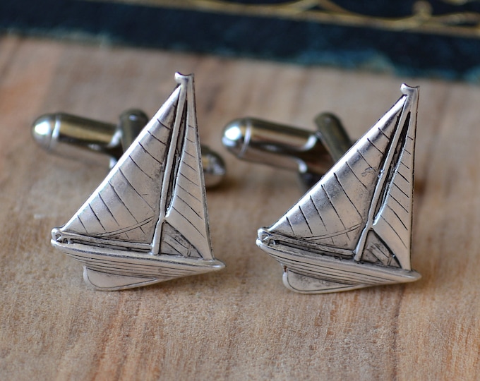 Nautical Cufflinks, Sailboat Cufflinks, Silver Sailing Cufflinks ...