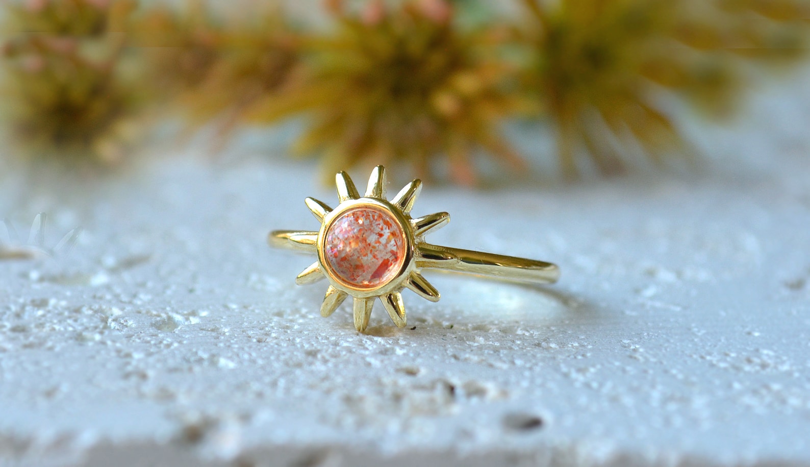 Gold Sun Ring Sunstone Ring Celestial Sun Ring Tiny Sun - Etsy
