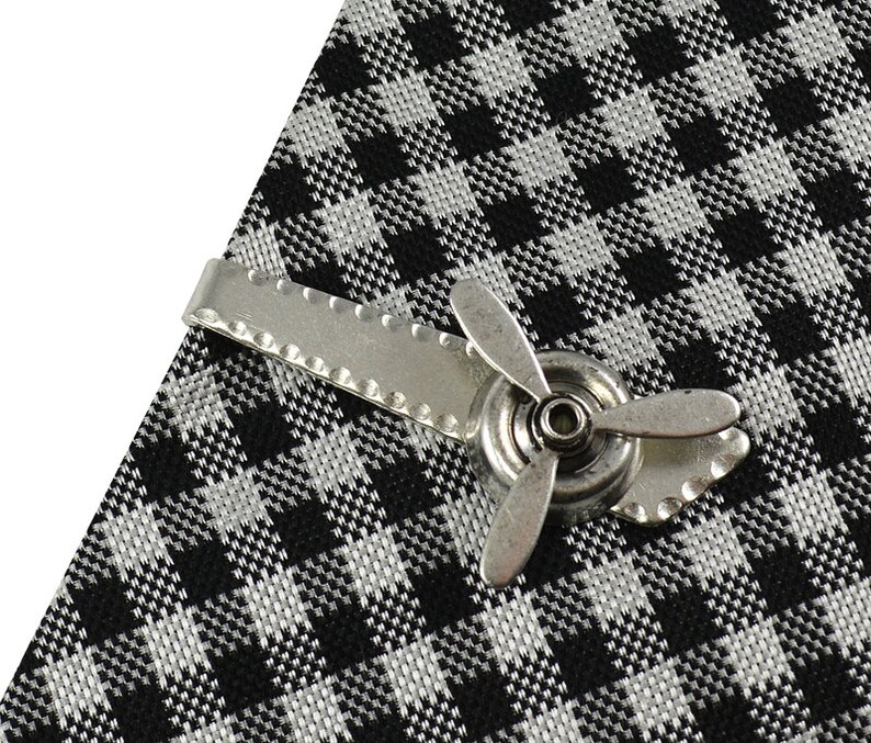 Airplane Propeller Tie Clip Set Cuff Links in Antique Silver - Etsy