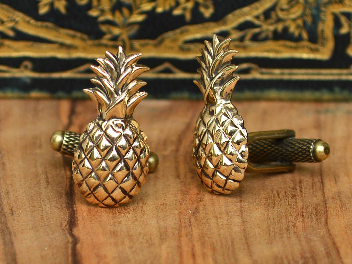 Pineapple cufflinks Gold Pineapple Cufflinks Tropical | Etsy