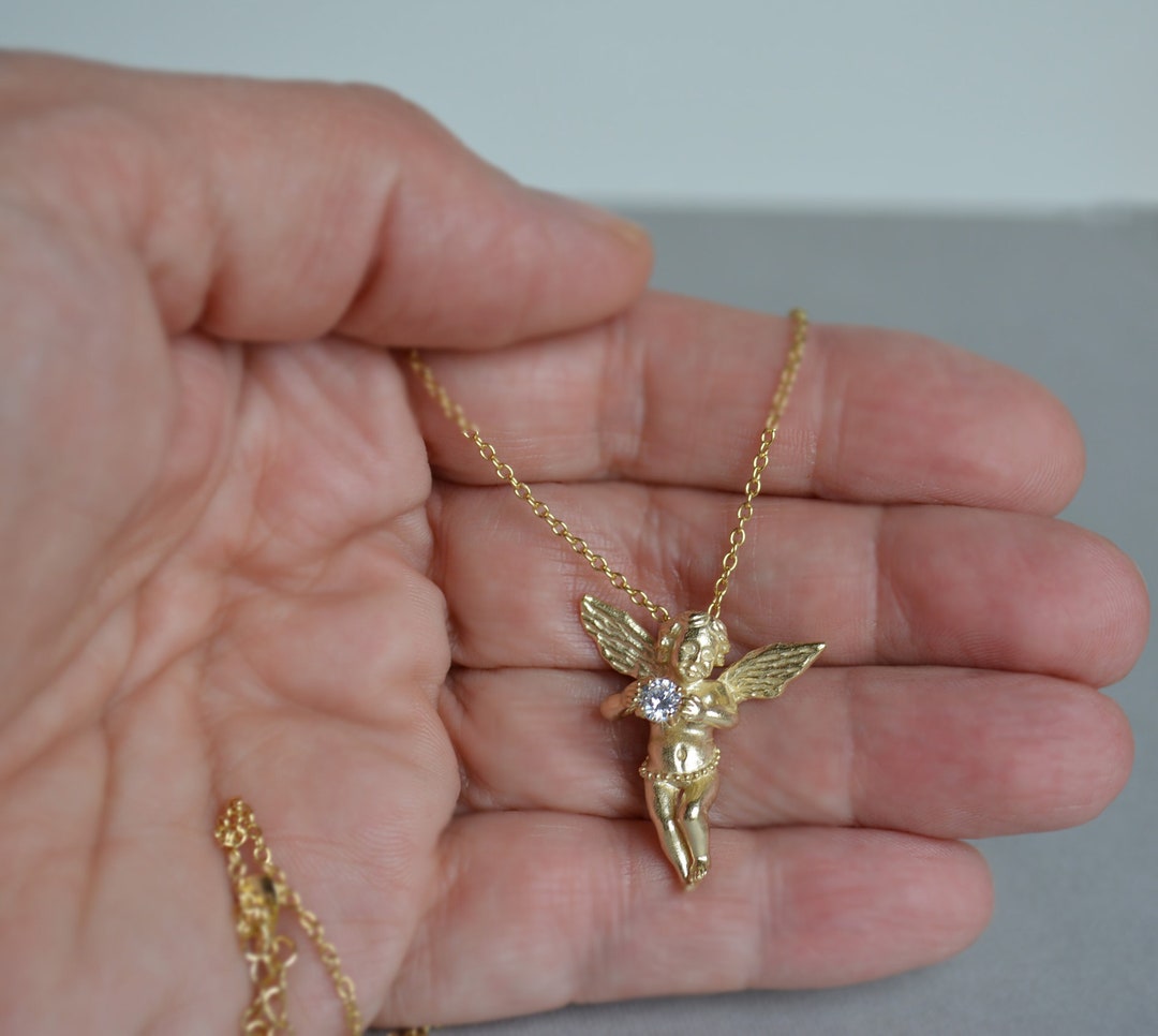Angel Necklace Guardian Angel Necklace on Sterling or Gold - Etsy