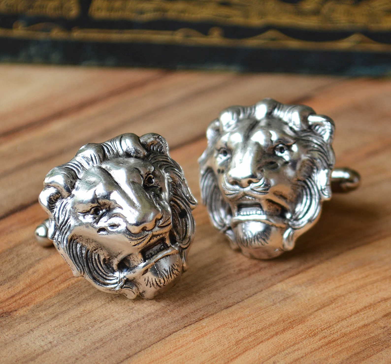 Lion Boyfriend Gift Silver Lion Cufflinks Lion Fathers Gift | Etsy