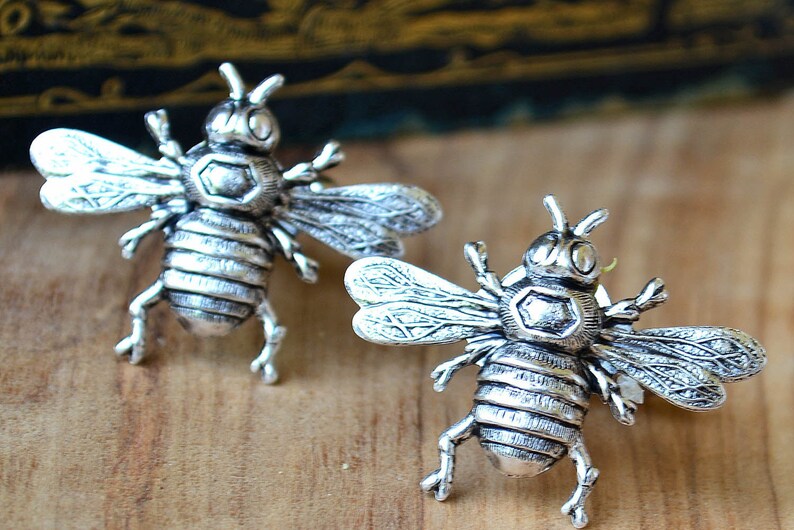 Bee Cufflinks, Bee Cuff Links, Silver Bee Cufflinks, Bee Boyfriend ...
