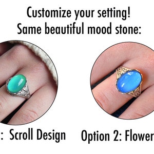 Mood Stone Ring, Mood Jewelry, Mood Ring, Color Changing Ring, Silver ...
