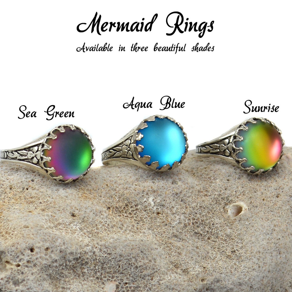 Mermaid Ring Frosted Glass Ring Aqua Stone Ring Sea Green - Etsy