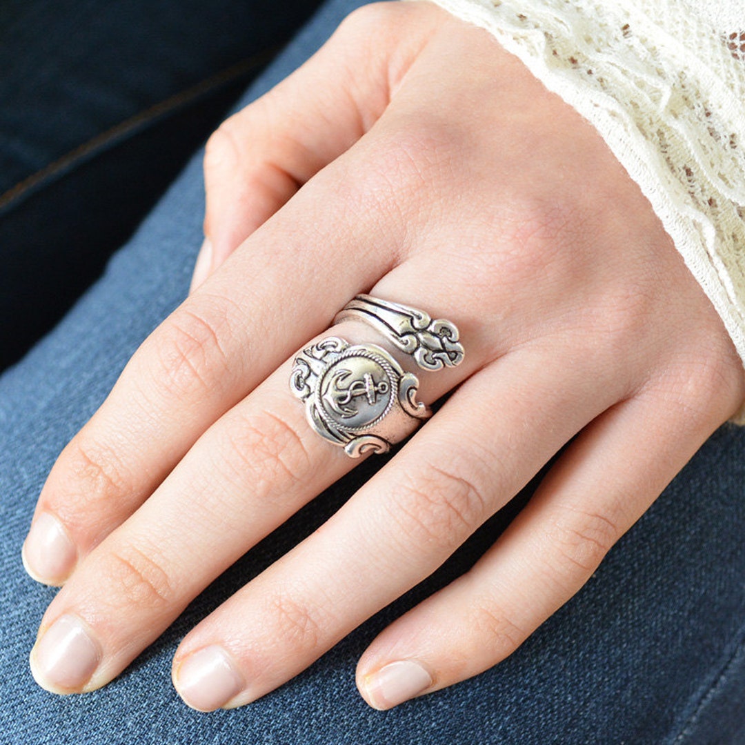 Anchor Spoon Ring, Nautical Spoon Rings, Silver Plated Spoon Rings ...