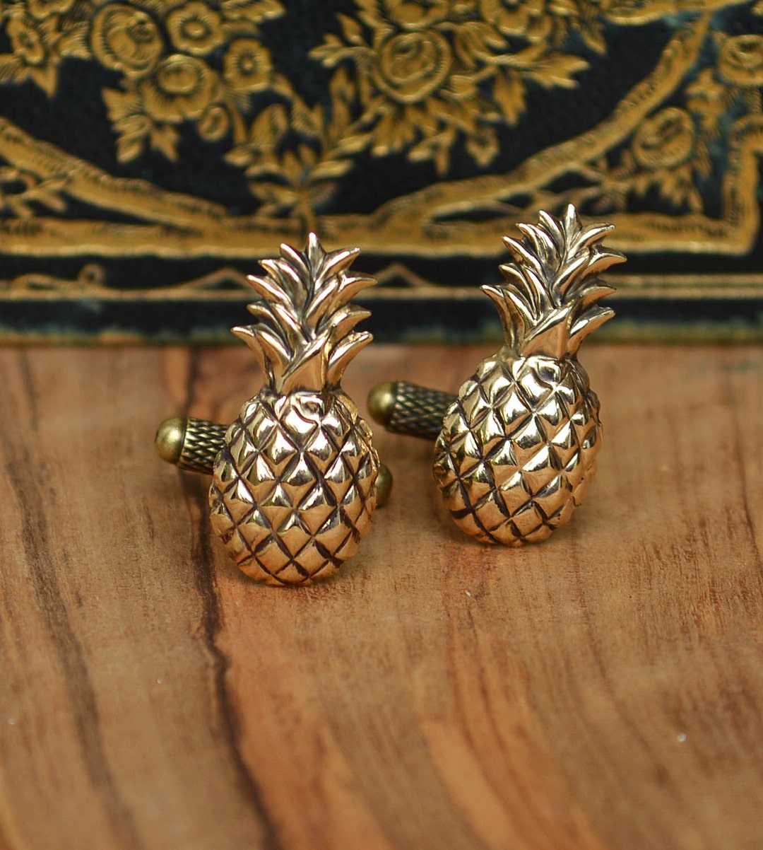 Pineapple Cufflinks, Gold Pineapple Cufflinks, Tropical Cufflinks ...