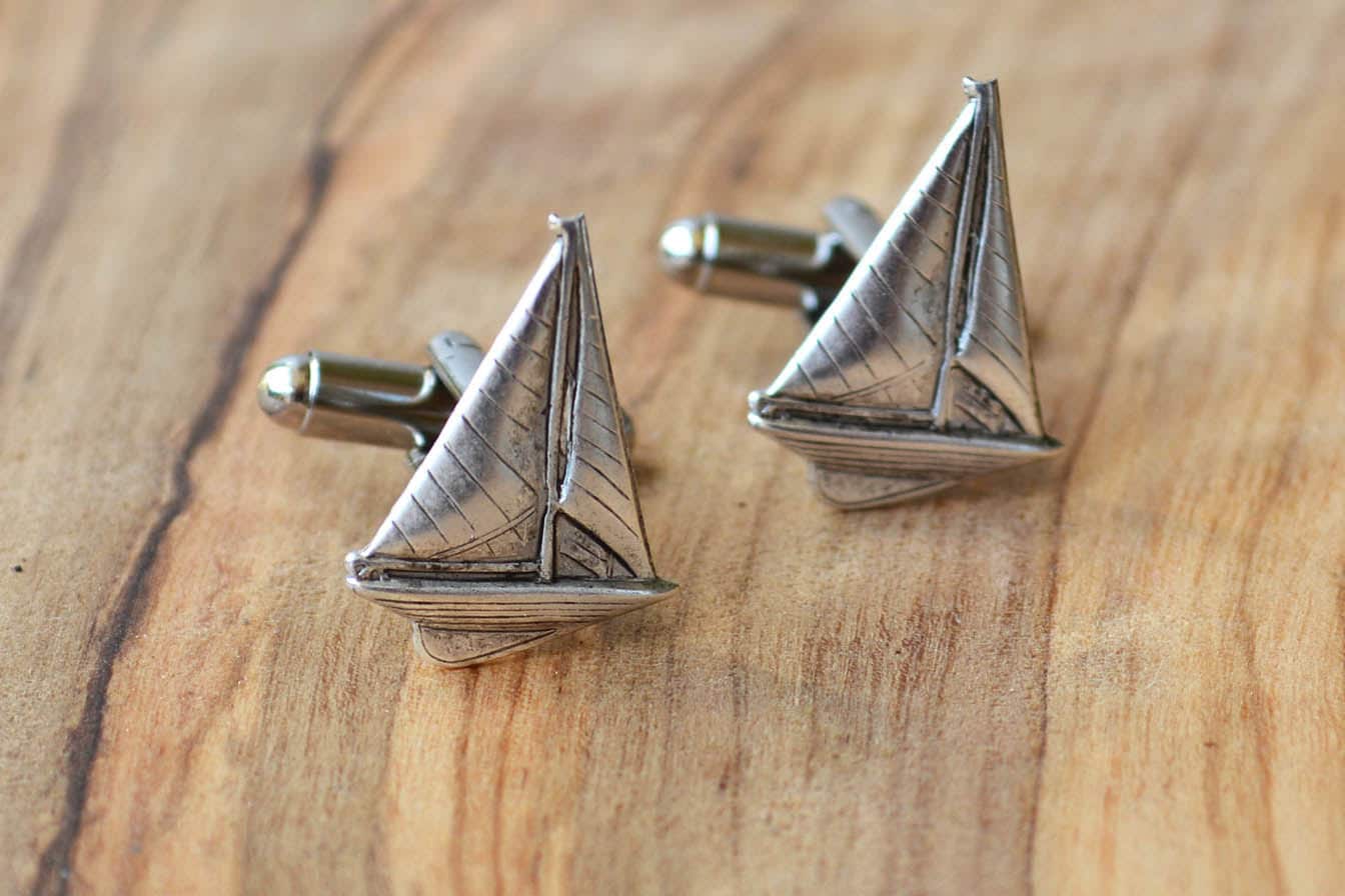 Nautical Cufflinks Sailboat Cufflinks Silver Sailing - Etsy