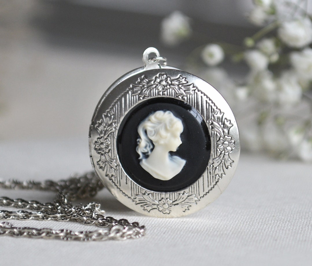 Cameo Locket, Women Profile Locket, Victorian Lady Locket, Keepsake ...