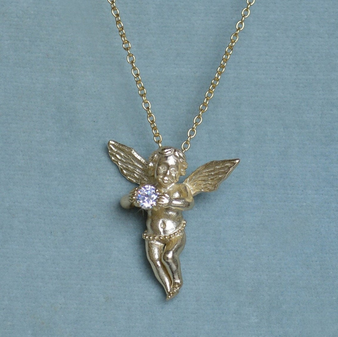 Angel Necklace, Guardian Angel Necklace on Sterling or Gold Vermeil ...