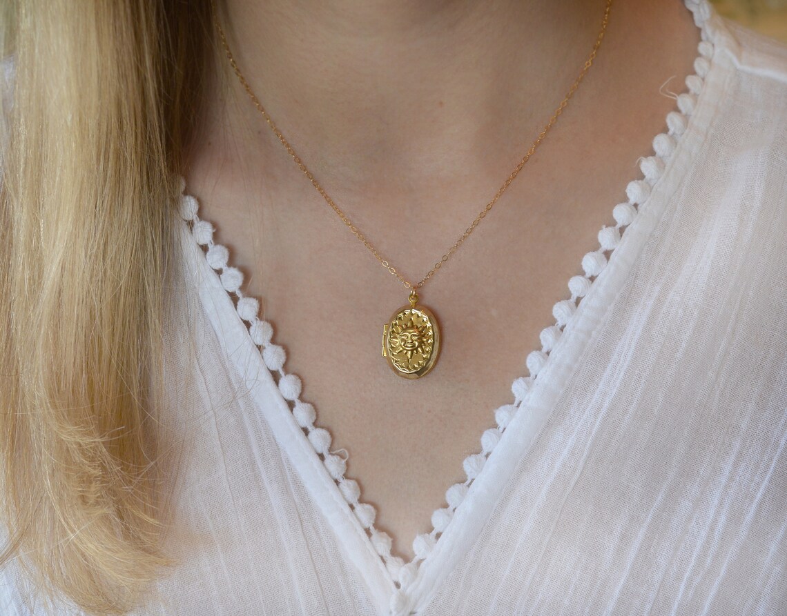 Sunshine Locket Gold Sun Necklace Sunrise Pendant Spiritual | Etsy