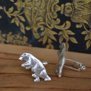 Grizzly Bear Cufflinks , Silver California Cuff Links, Standing Bear ...