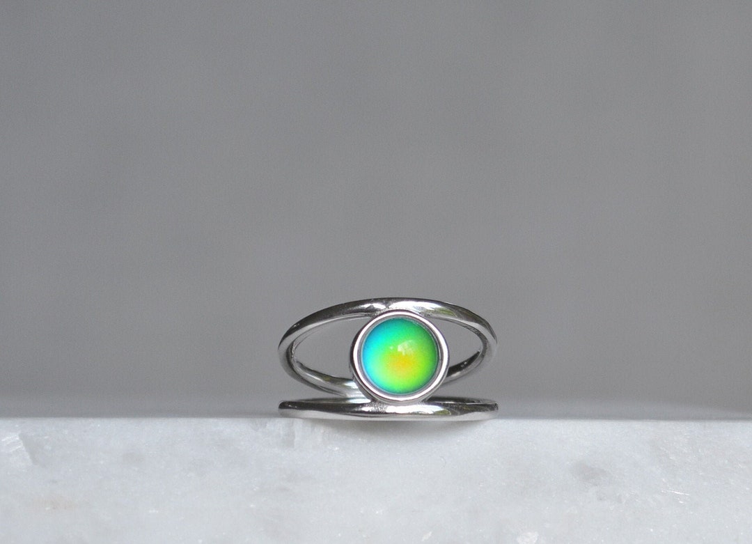 Sterling Silver Mood Ring: Modern Double Band Color Changing Jewelry - Etsy