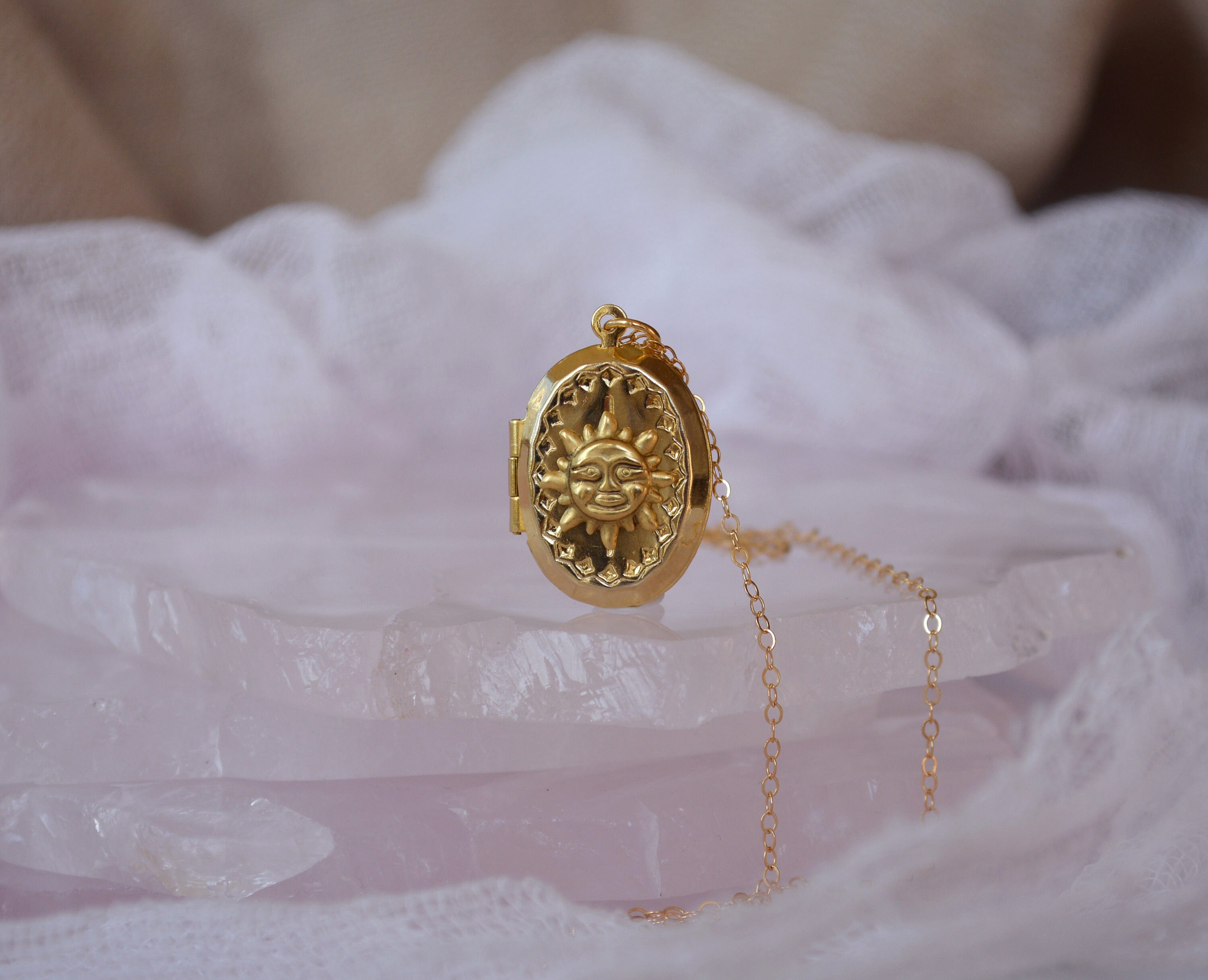 Sunshine Locket Gold Sun Necklace Sunrise Pendant Spiritual | Etsy