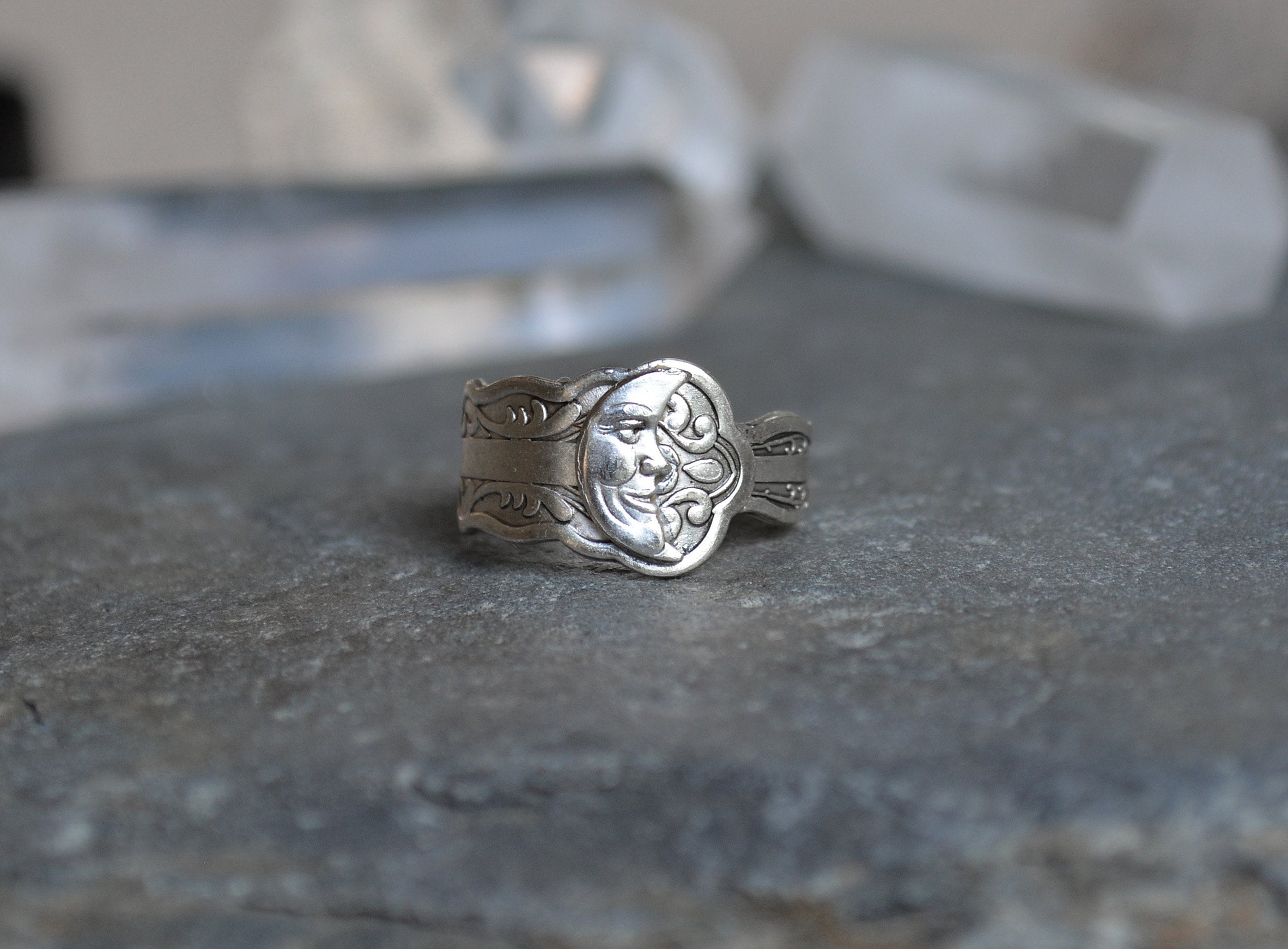 Moon Spoon Ring Moon Phase Rings Crescent Moon Ring | Etsy