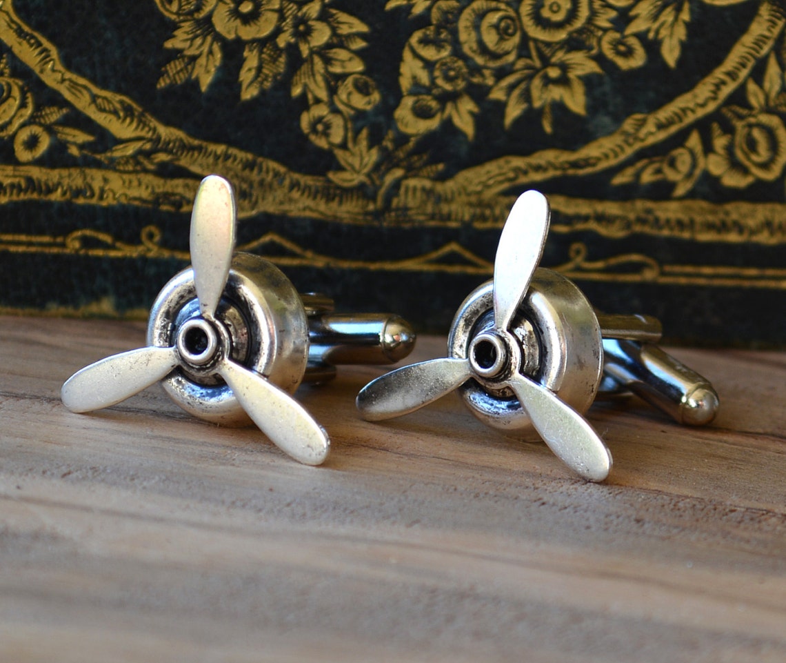 Propeller Cufflinks Gifts for Pilot Steampunk Cufflinks | Etsy