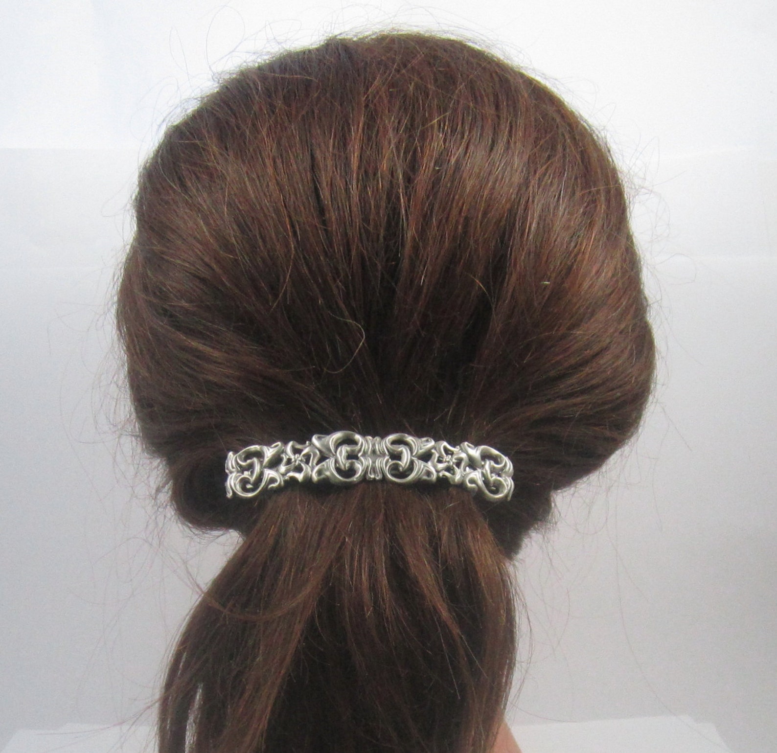 SCULPTED METAL French Barrette Clip 80mm- Thick Hair Barrette- Hair ...