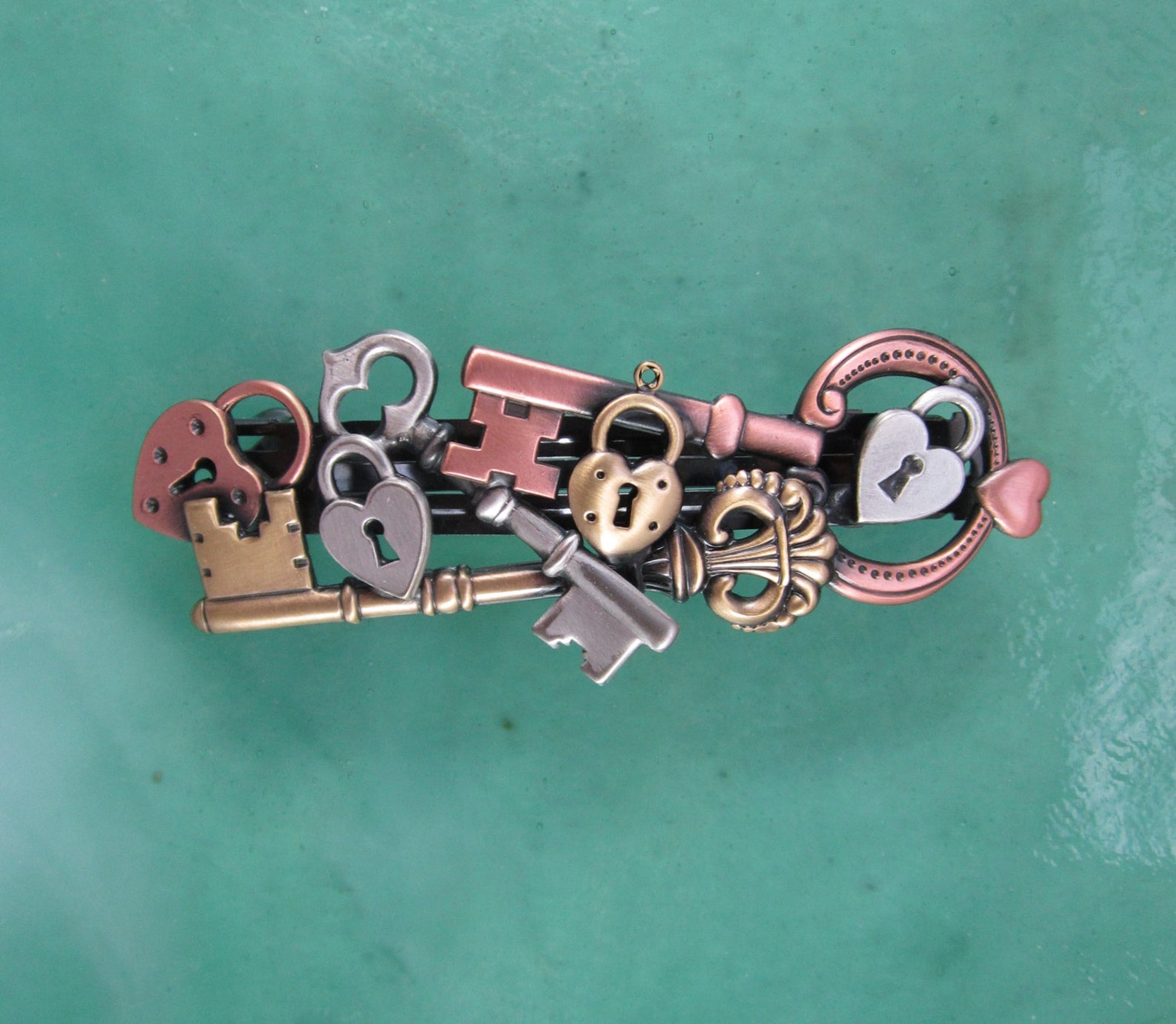 Steampunk Locks and Keys French Barrette 80mm Thick Hair - Etsy