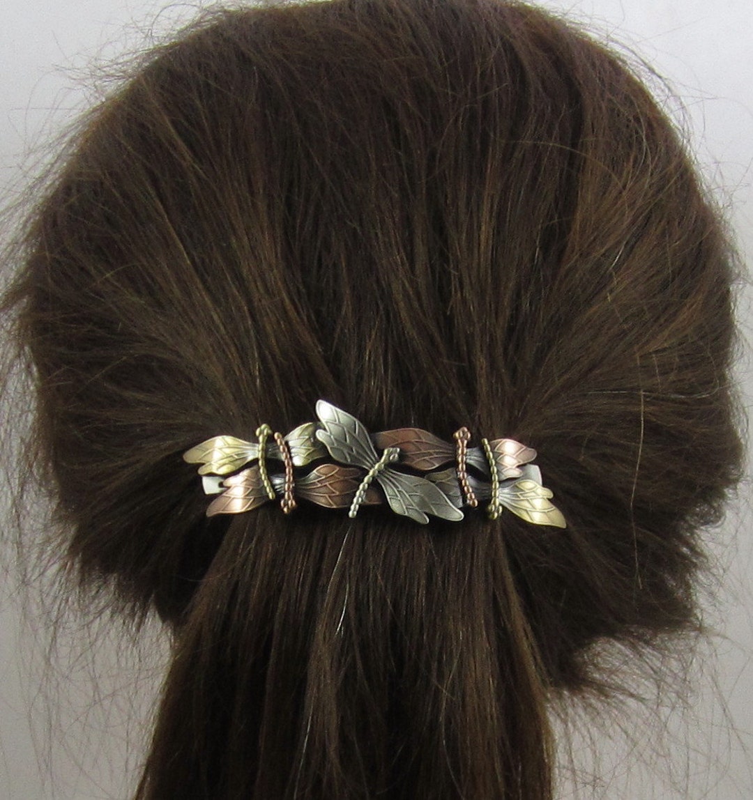 DRAGONFLY FRENCH BARRETTE 80mm- Thick Hair Barrette- Hair Accessory ...