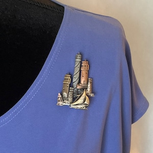 Lighthouse Brooch- Lighthouse Jewelry- Nautical Pin- Nautical Jewelry ...