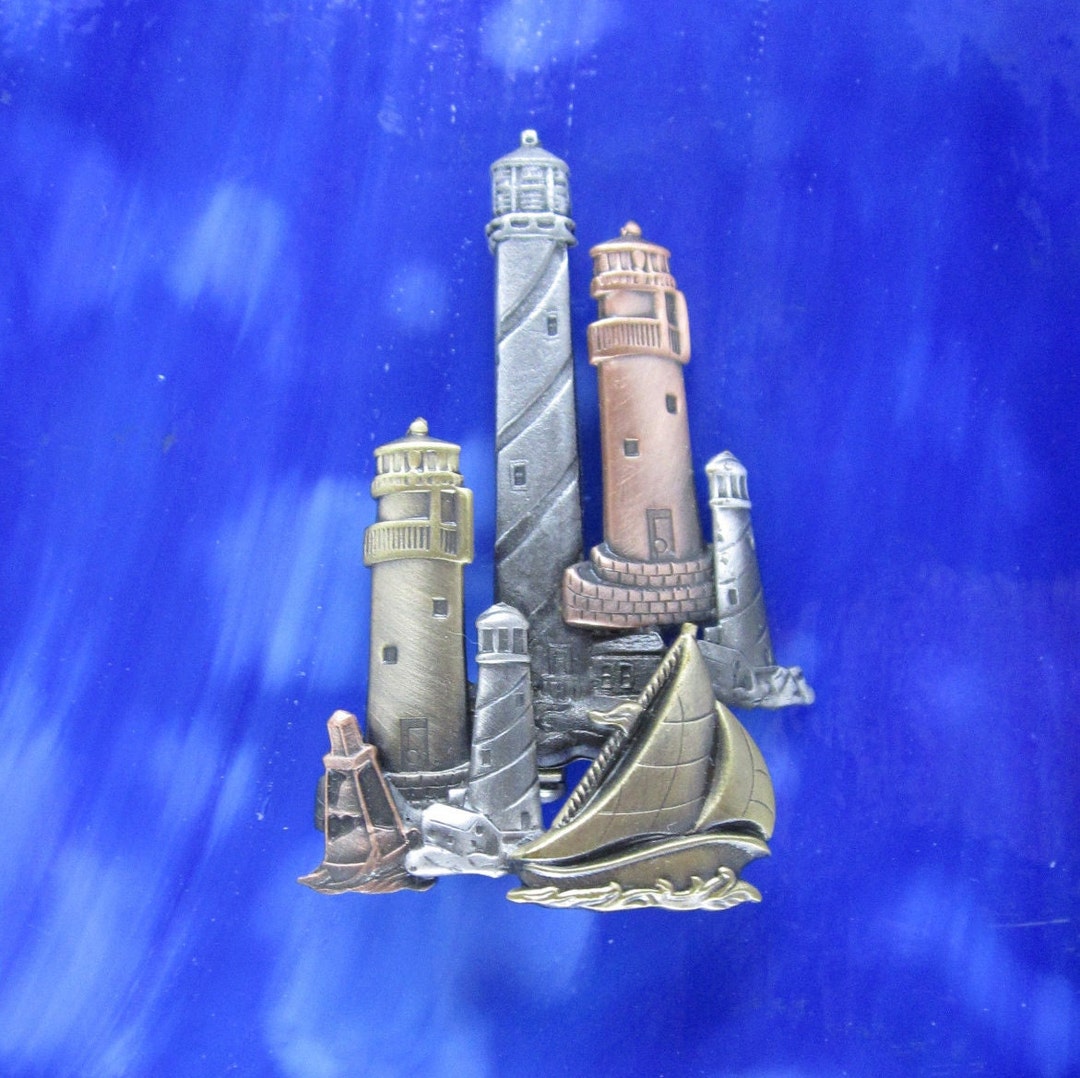Lighthouse Brooch- Lighthouse Jewelry- Nautical Pin- Nautical Jewelry ...
