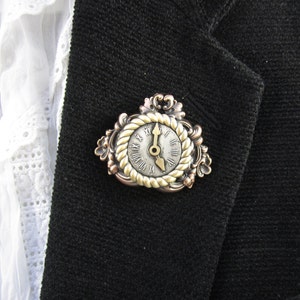 Steampunk Mantle Clock Brooch- Steampunk Jewelry- Clocks- Mixed Metal ...