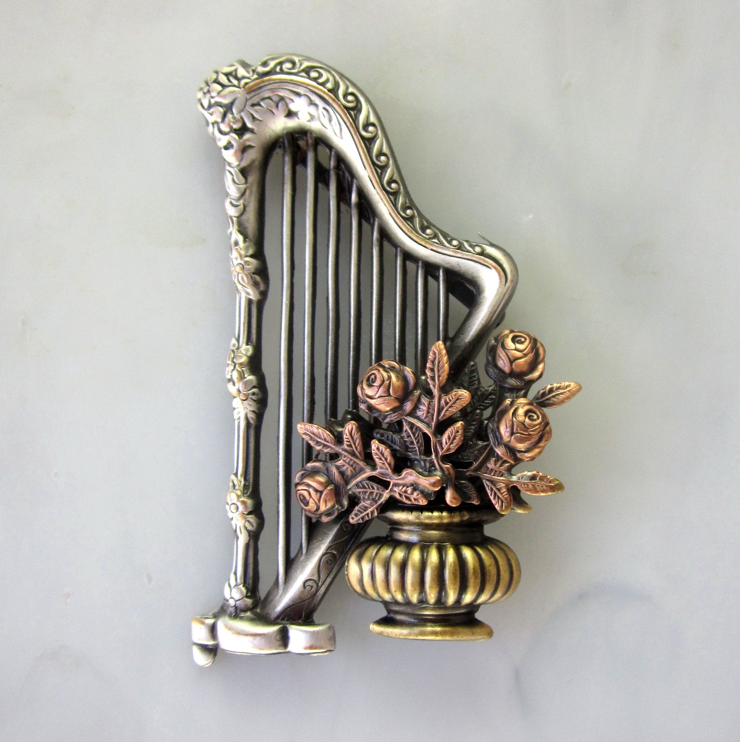 Harp Brooch Harp Musical Instrument Harp Jewelry Harp Pin | Etsy