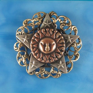 Sun Worshiper's Brooch- Sun Pin- Sun Moon Star- Celestial Jewelry ...