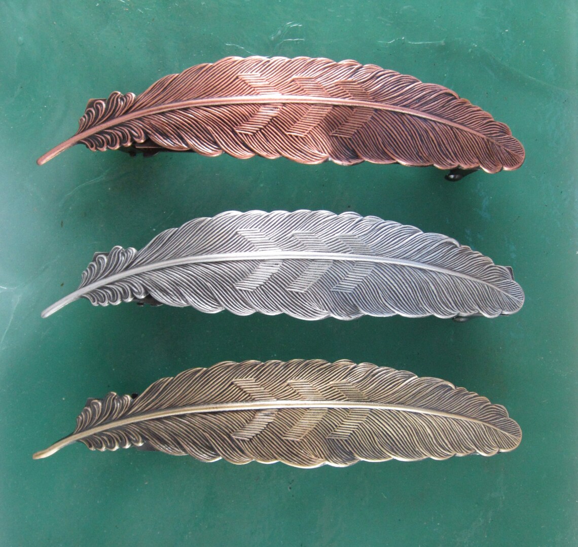 Feather Big Hair 100mm French Barrette Feather Thickhair - Etsy Canada