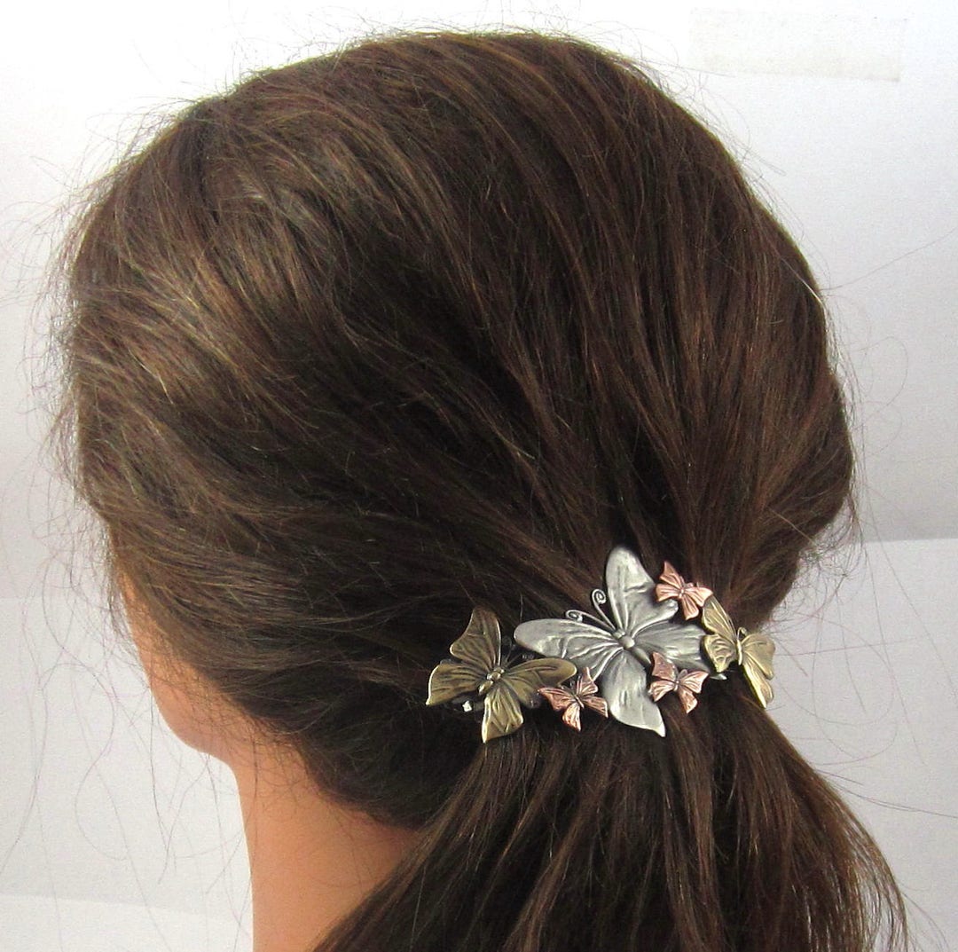 BUTTERFLY FRENCH BARRETTE 80mm- Thick Hair Barrette- Hair Accessory ...