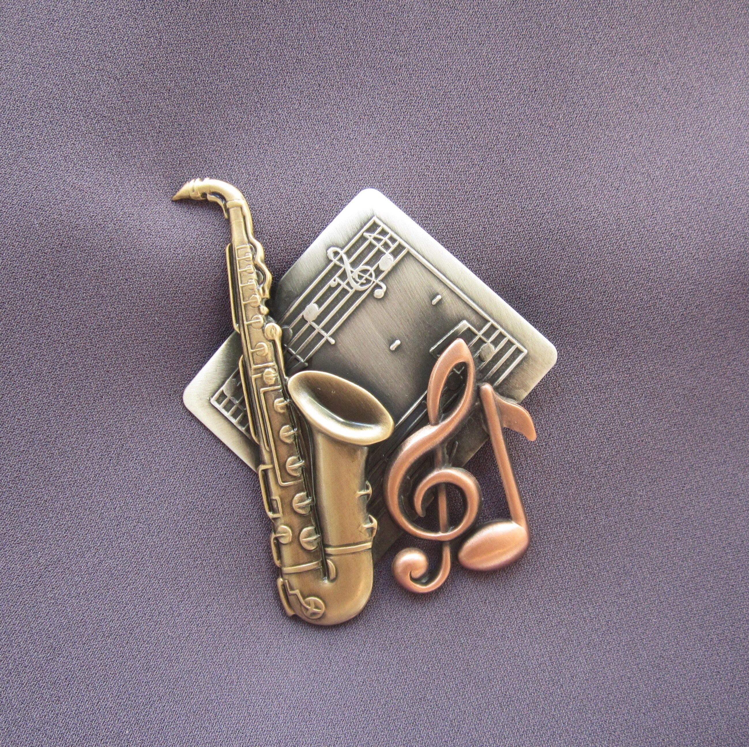 Saxaphone Brooch- Saxaphone Jewelry- Music Teacher Gift- Music Award ...