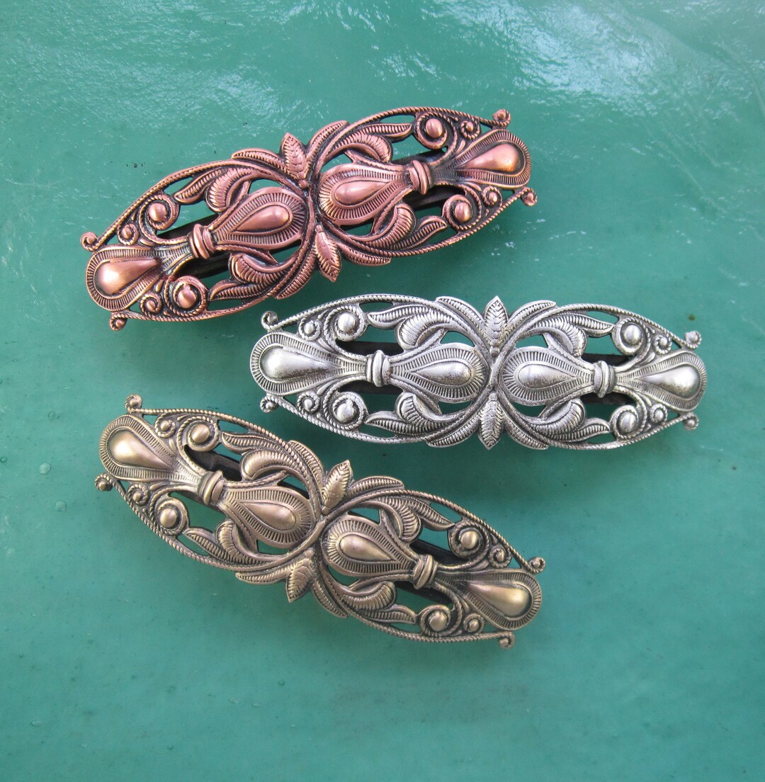 ORNATE FILIGREE 60mm French Barrette- Barrettes for Thin Hair- Hair ...
