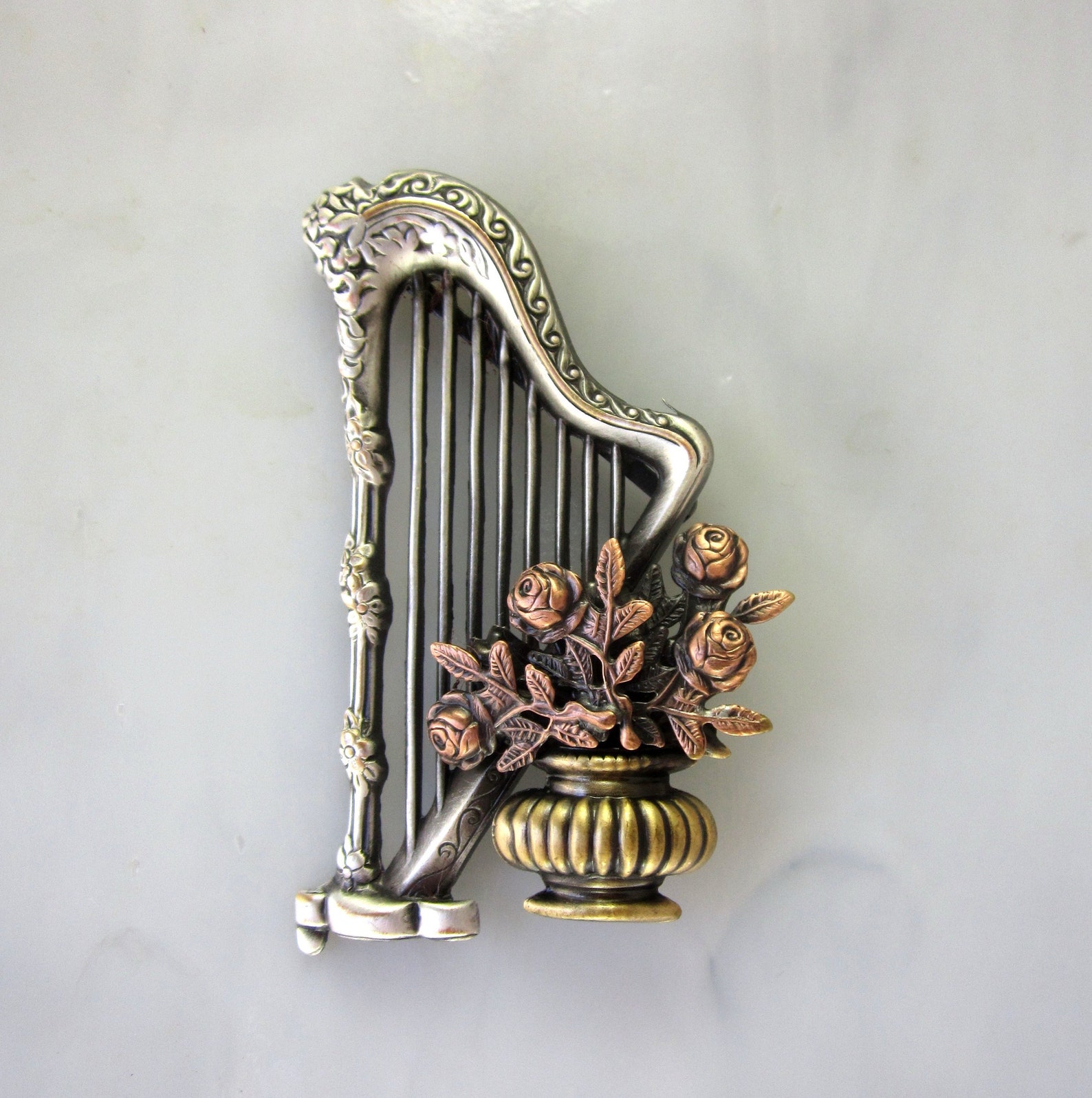 Harp Brooch Harp Musical Instrument Harp Jewelry Harp Pin | Etsy