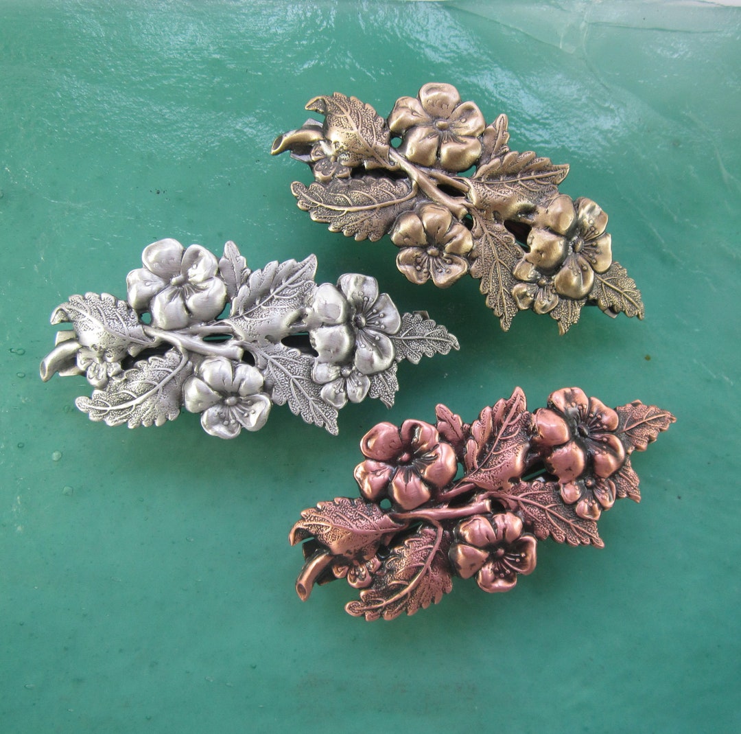 FLOWER BOUQUET 60mm French Barrette- Barrettes for Thin Hair- Accessory ...