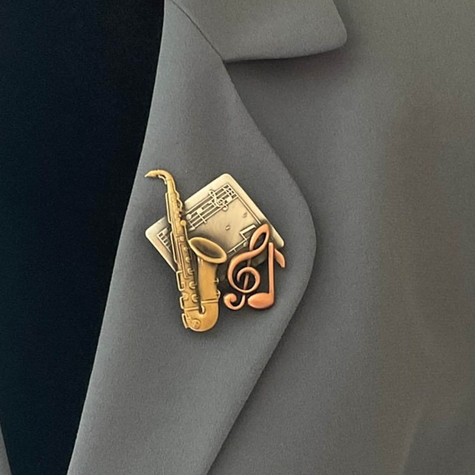 Saxaphone Brooch- Saxaphone Jewelry- Music Teacher Gift- Music Award ...