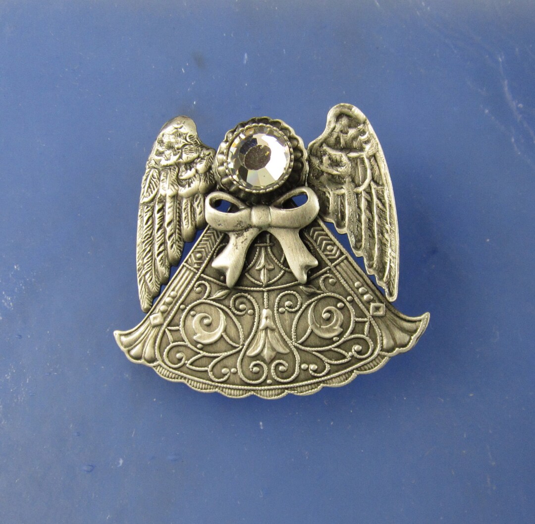 Angel Brooch-swarovski Crystal-sterling Silver Ox - Etsy