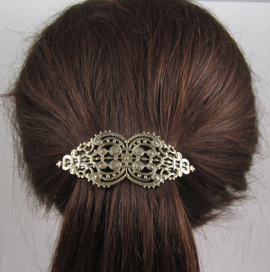 Victorian Filigree French Barrette 80mm- Thick Hair Barrette-large ...