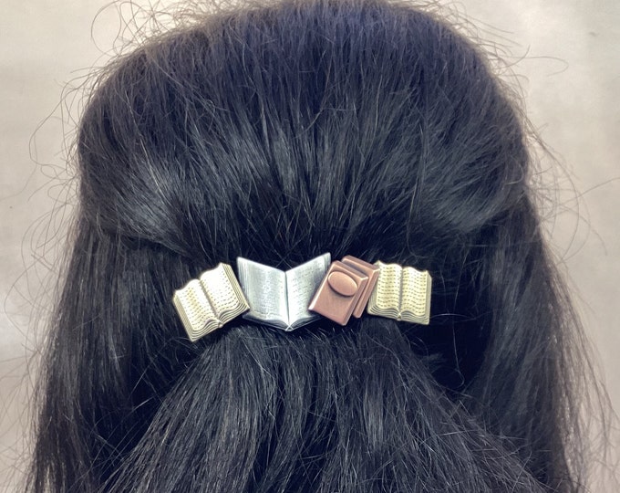 BOOKS FRENCH BARRETTE 70mm Barrettes Book Lover Gift Hair Accessories ...