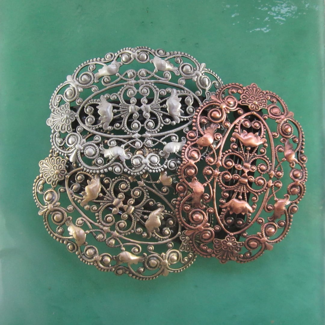 FILIGREE OVAL French Barrette 70MM- Hair Accessories- Barrettes and ...