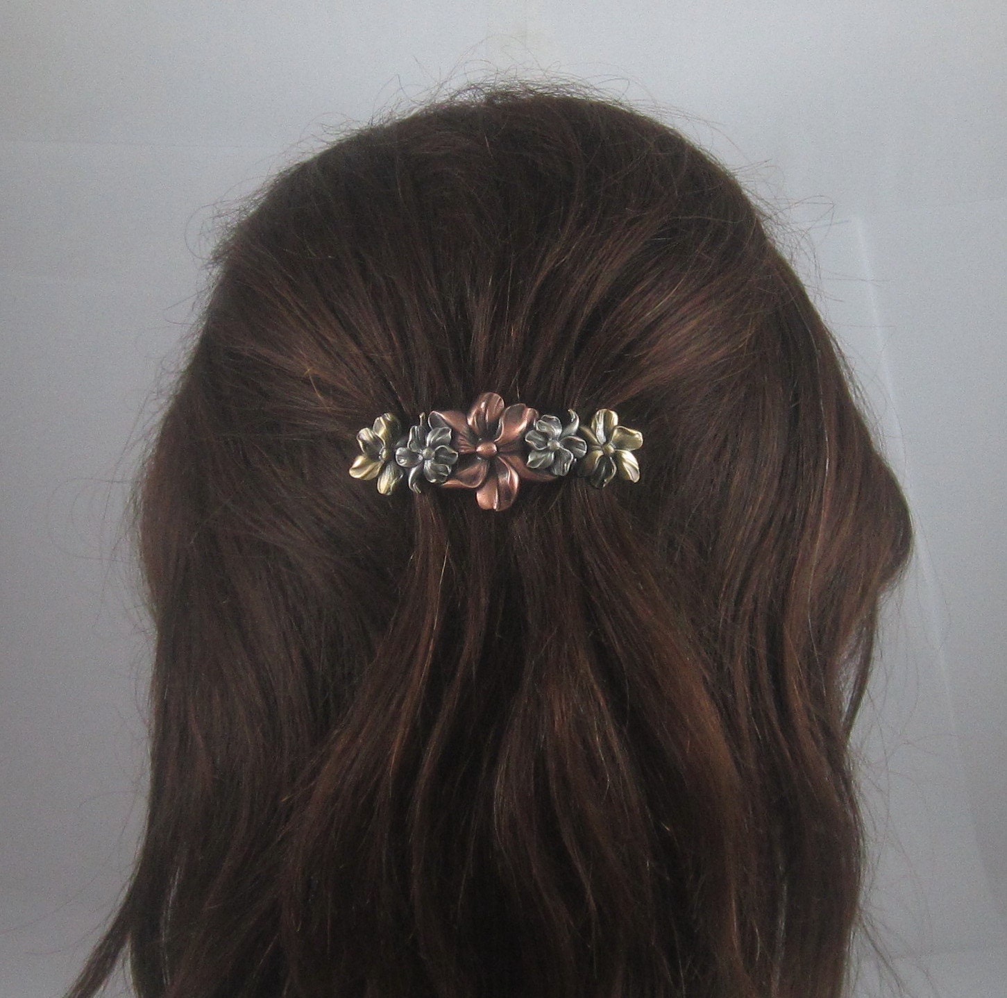 PETAL FLOWERS 70mm French Barrette-floral Barrette- Hair Accessory ...