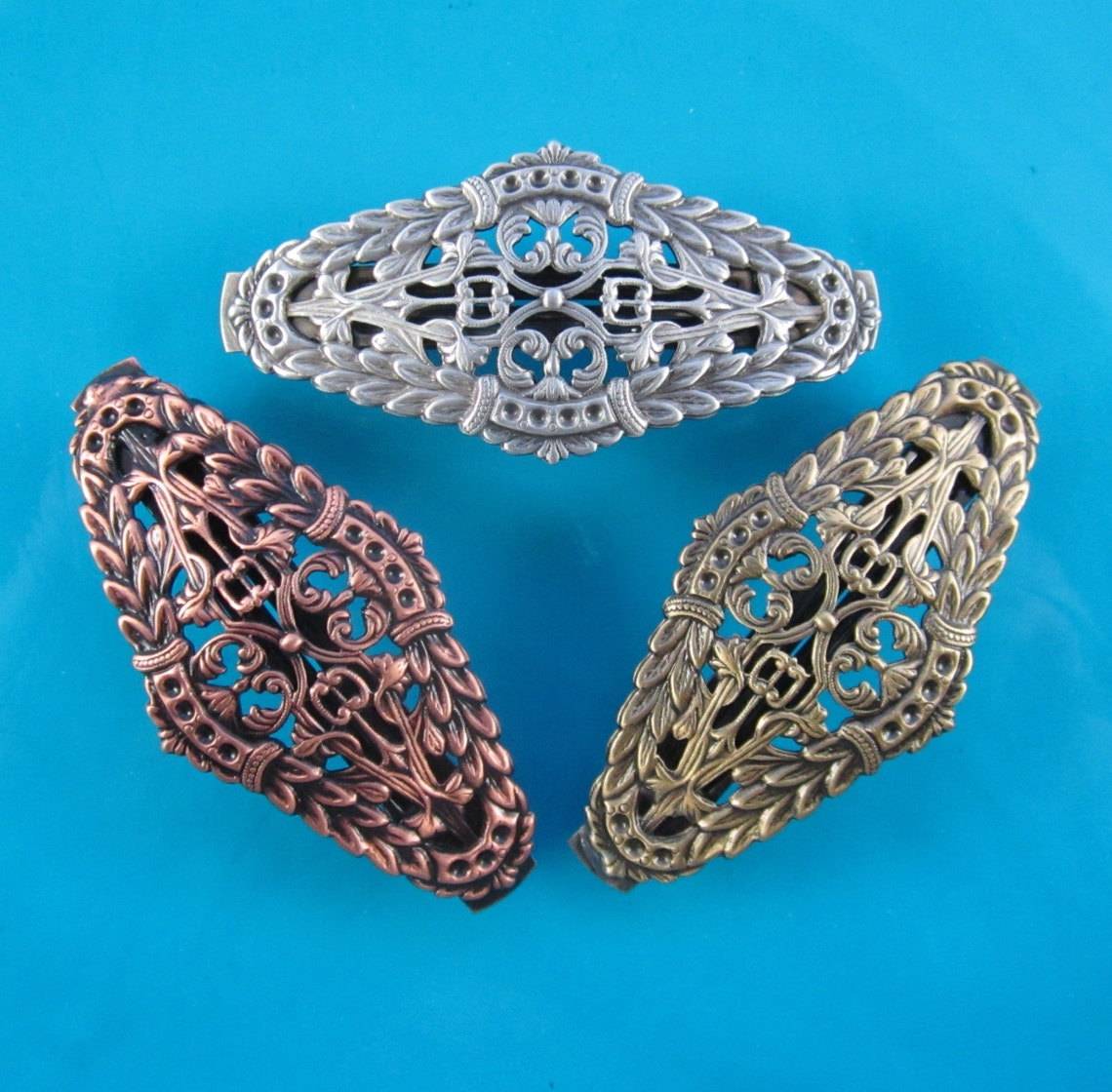 Filigree French Barrette 60mm Barrettes for Thin Hair Hair - Etsy