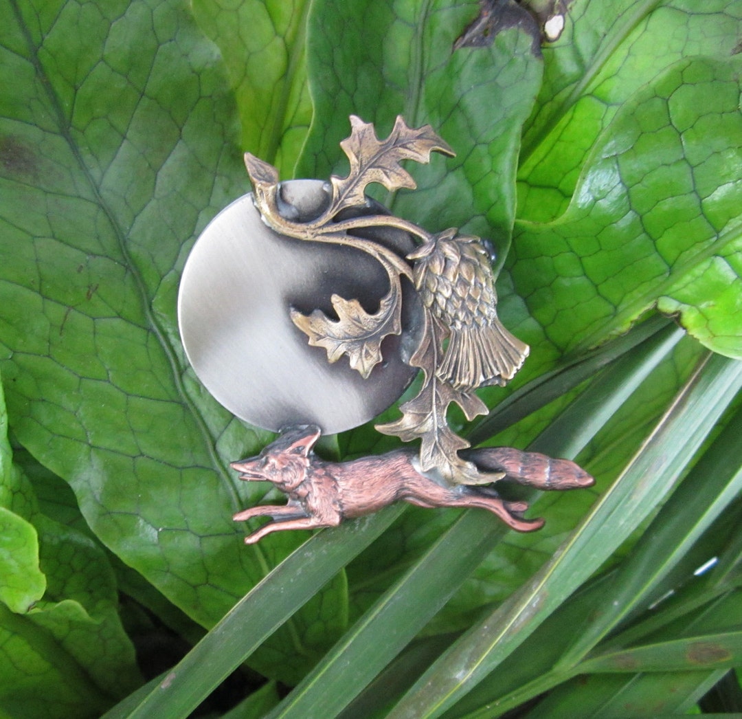 Fox Brooch- Fox Jewelry- Foxy Lady Brooch- Nature Gift- Mixed Metal ...