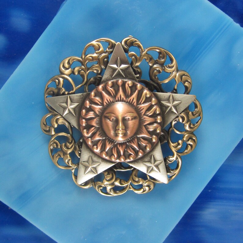Sun Worshiper's Brooch Sun Pin Sun Moon Star Celestial - Etsy