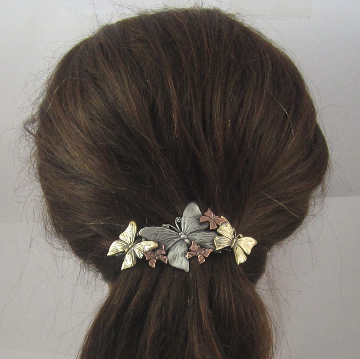 Butterfly French Barrette 80mm Thick Hair Barrette Hair | Etsy