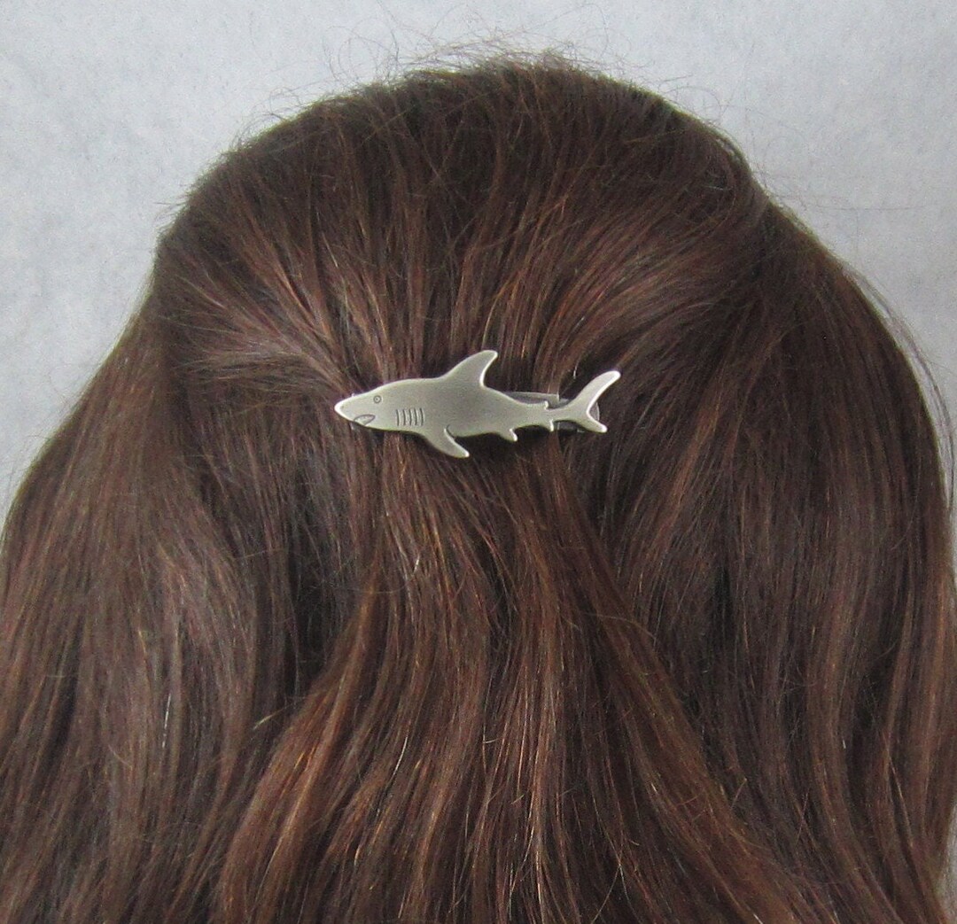 SHARK FRENCH BARRETTE 50mm- Small Barrette- Thin Hair Barrette- Hair ...
