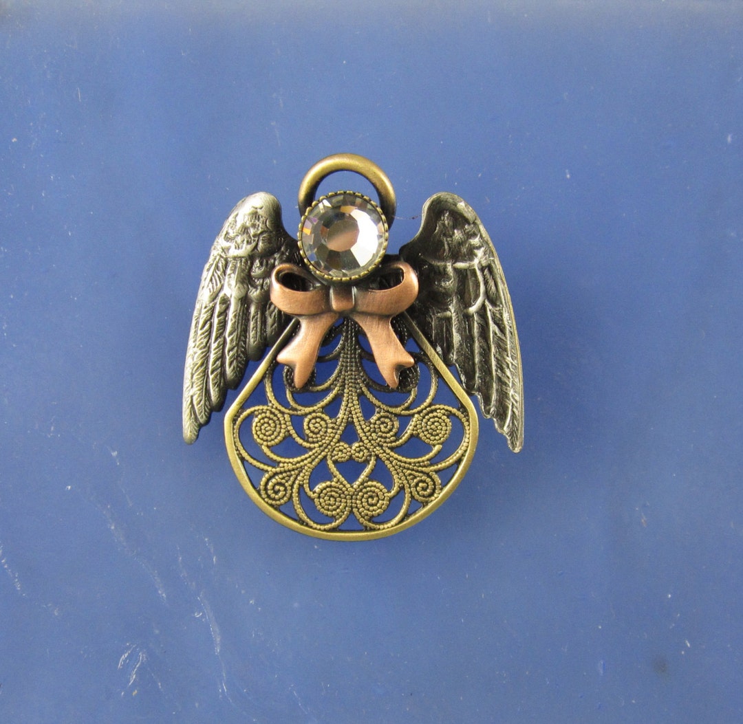 Angel Brooch-swarovski Crystal-sterling Silver-copper-brass Ox - Etsy