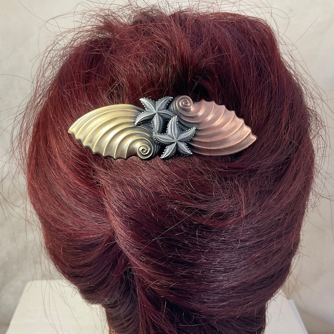 SEASHELL FRENCH BARRETTE 80mm- Shell Barrettes- Seastar Barrettes ...