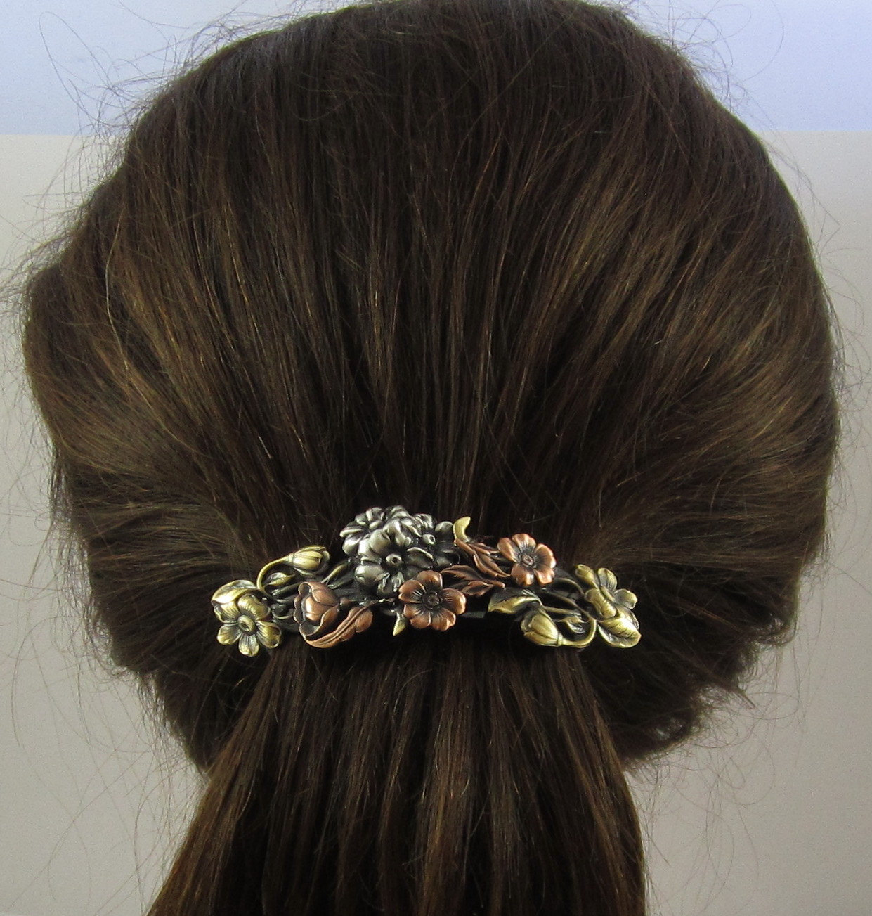 FLOWER FRENCH BARRETTE 80mm- Thick Hair Barrette- Gifts for Gardeners ...